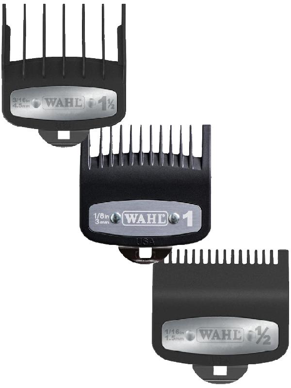 WAHL PREMIUM CUTTING GUIDE COMBS WITH METAL CLIP 3pcs Set guards (0.5 ...